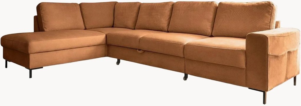 Manšestrová rohová rozkládací pohovka Lofty Lilly, 7místná