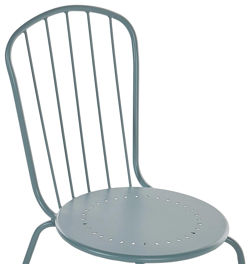 Sada 8 kovových zahradních židlí světle modrá CALVI Beliani