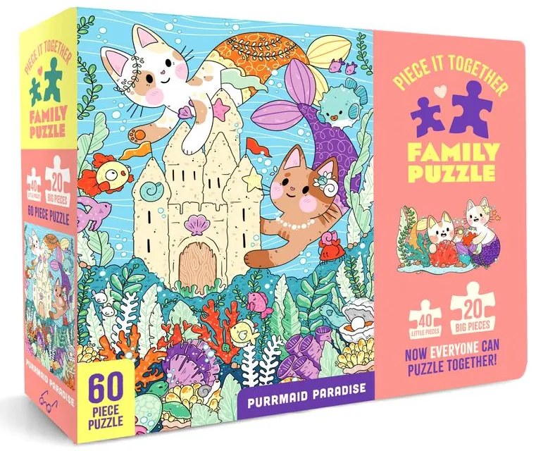 Chronicle Books Rodinné puzzle Purrmaid Paradise 60 dílků