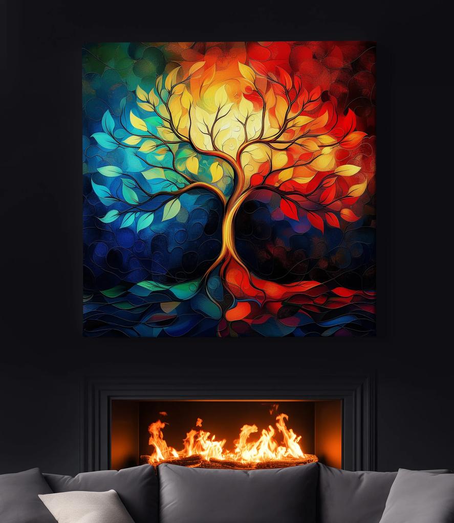 Obraz na plátně - Strom života Oheň v duši FeelHappy.cz Velikost obrazu: 120 x 120 cm