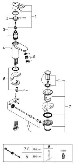 GROHE 23803000 - Umyvadlová baterie EUROSMART velikost S lesklý chrom