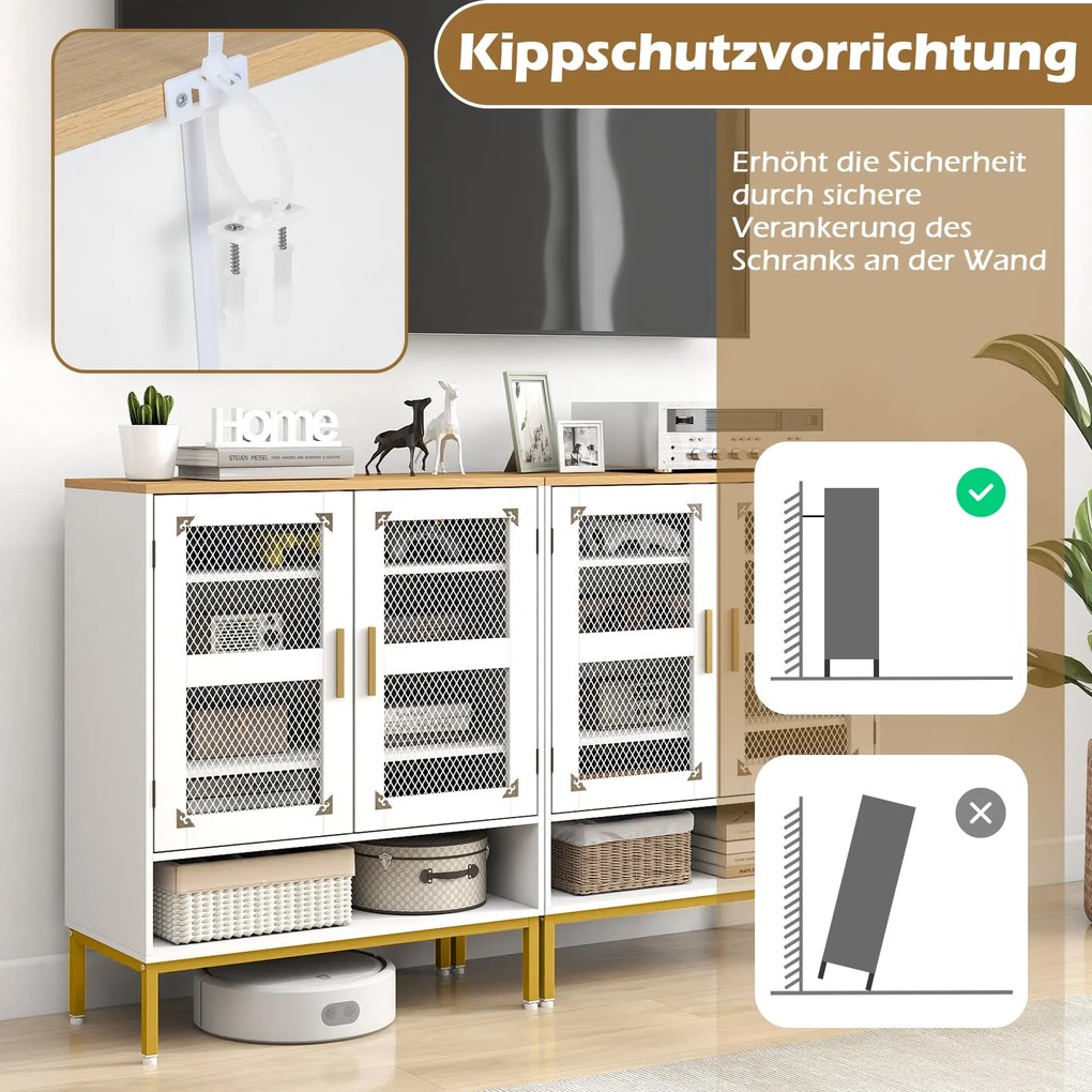 Costway Moderní dřevěná skříňka na boty se síťovými dvířky, kovovými nohami