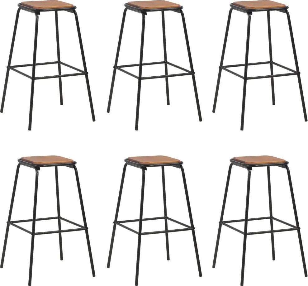 vidaXL Barové stoličky 6 ks ocel [3054561] Barva: Hnědá