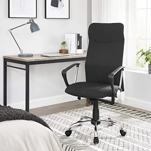 Songmics Ergonomická kancelářská židle, látková, černá OBN034B01