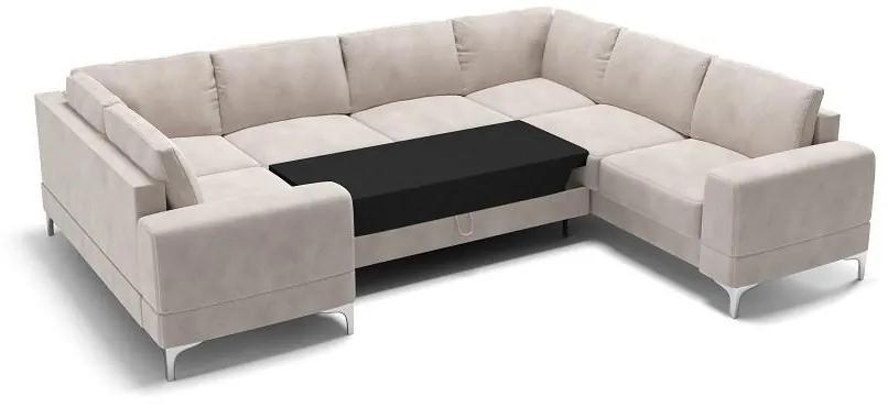 MEBLE GORECKI ARIA MAX III moderní rozkládací sedačka ve tvaru U bílá eko kůže 315 x 90 x 245 cm
