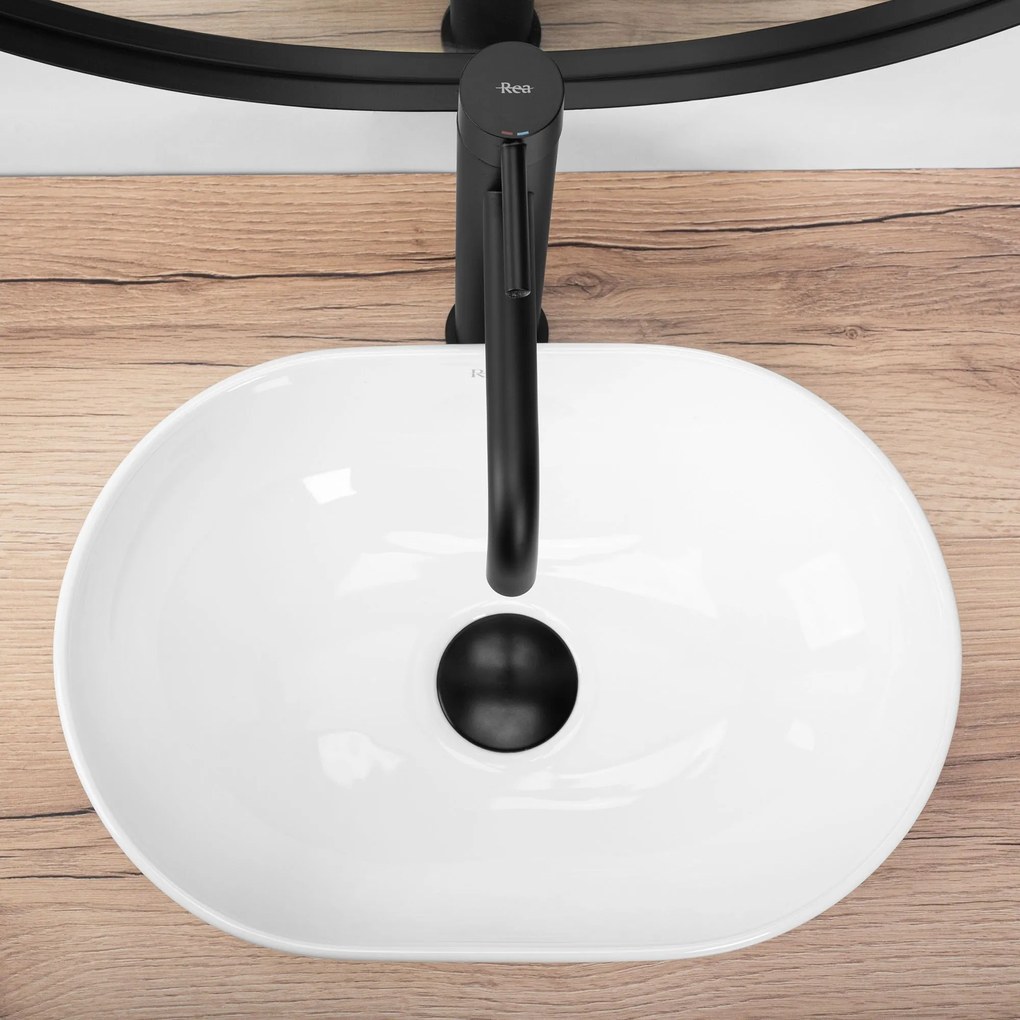 Rea Amelia Mini, umyvadlo na desku 380x260x120 mm, bílá lesklá, REA-U3322