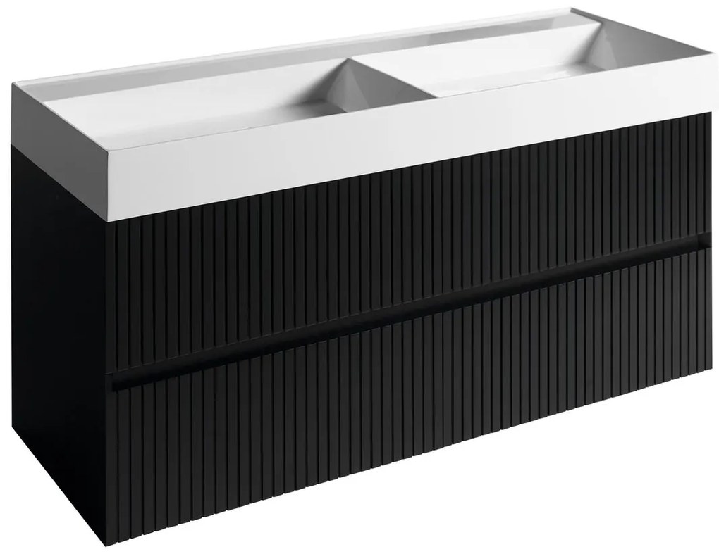 Sapho Filena koupelnová skříňka pod dvojumyvadlo 118 x 51,5 x 43 cm černá mat strip FID1212BS