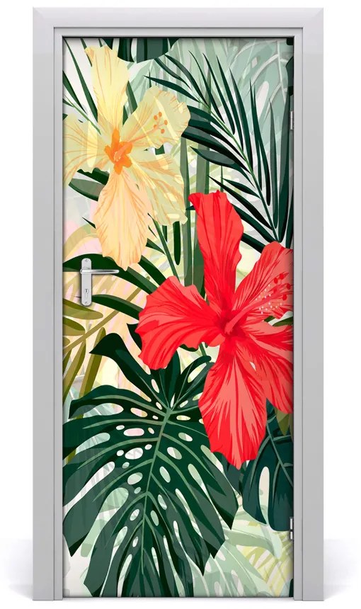 Samolepící fototapeta na dveře havajské květiny 75x205 cm