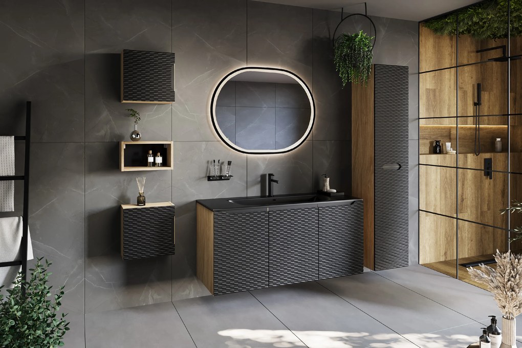 Comad Nábytkové keramické umyvadlo SKY 1 BLACK MATT 60 DP, 61x46 cm, černá matná
