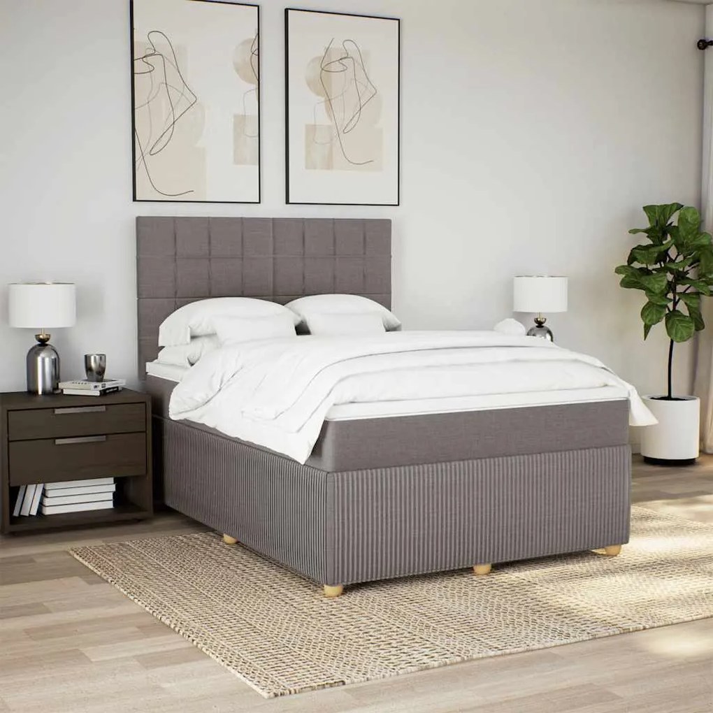 Box spring postel s matrací taupe 140x200 cm textil 3294383