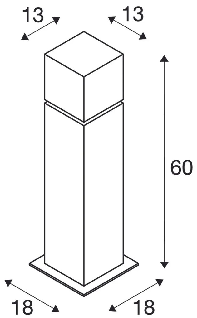 SLV 1000345 Square Pole, venkovní sloupkové svítidlo z nerezu, 1x20W E27, výška 60cm, IP44