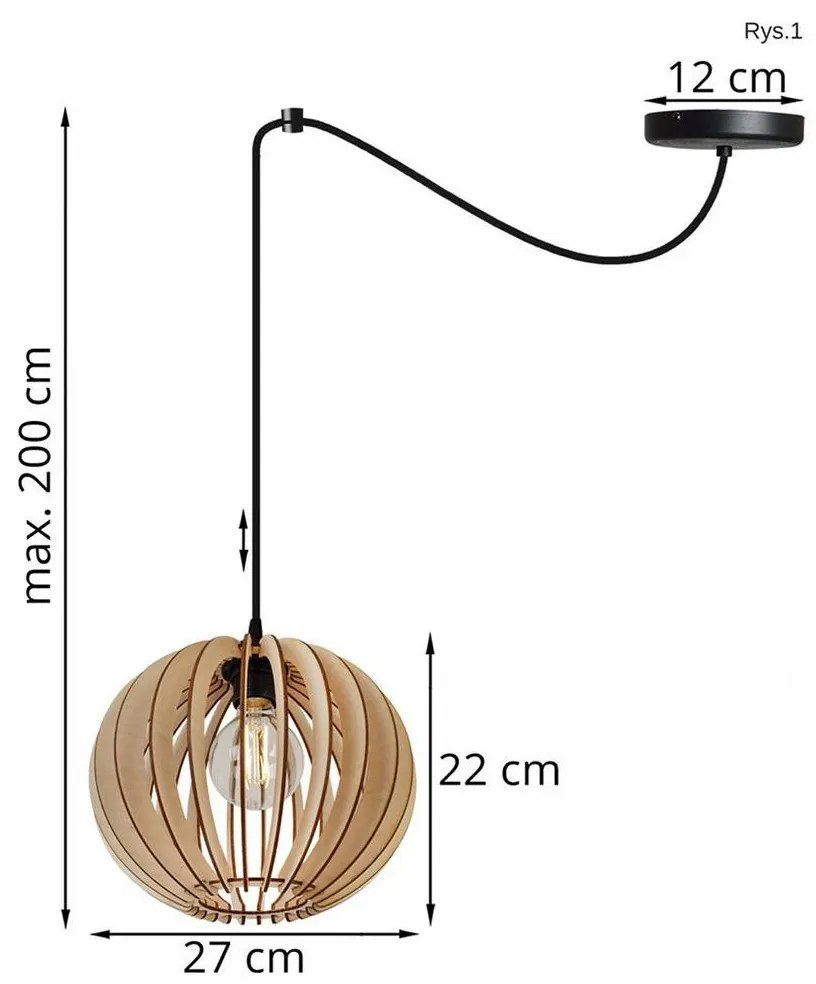 Závěsné svítidlo Timber Spider 2, 1x dřevěné stínítko