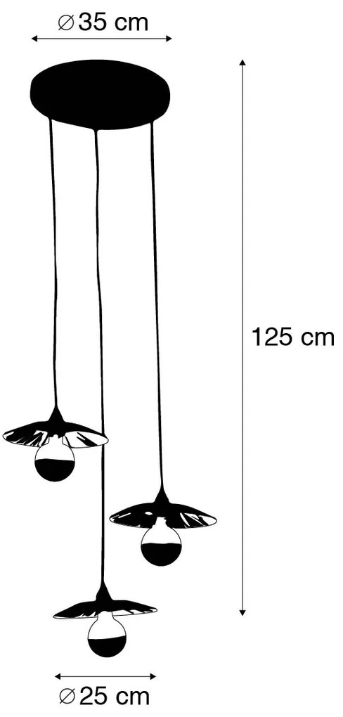 Rustikální závěsné svítidlo černé s lanem 3-světlo - Leia