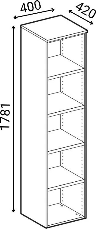 Kombinovaná kancelářská skříň PRIMO WOOD, dveře na 3 patra, 400 x 420 x 1781 mm, wenge