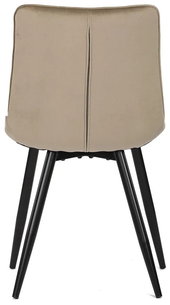 AUTRONIC Jídelní židle, potah v krémovém sametu, kovové podnoží v černé práškové barvě