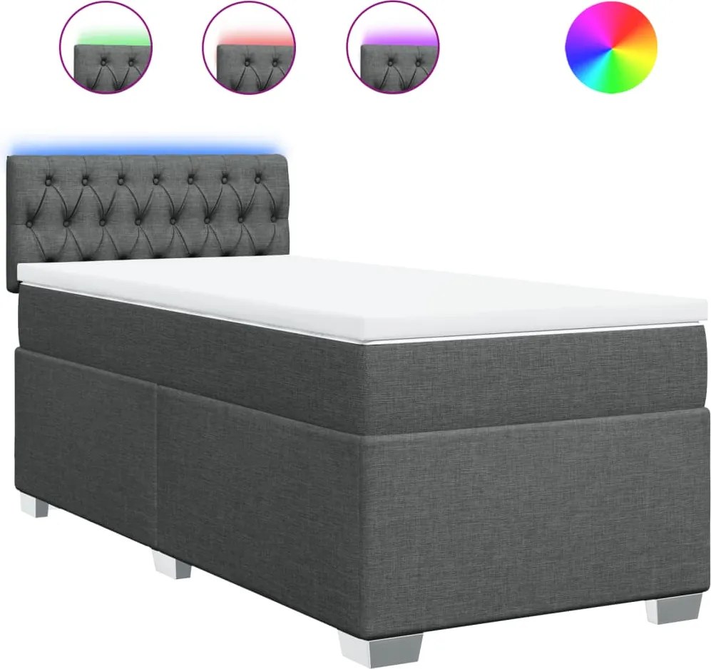 Box spring postel s matrací tmavě šedá 90x200 cm textil 3288079