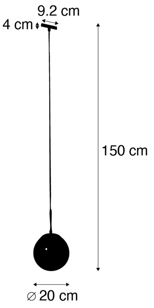 Závěsná lampa Art Deco černá s kouřovým sklem vč. 1-fázového kolejnicového adaptéru - Slimline Flore
