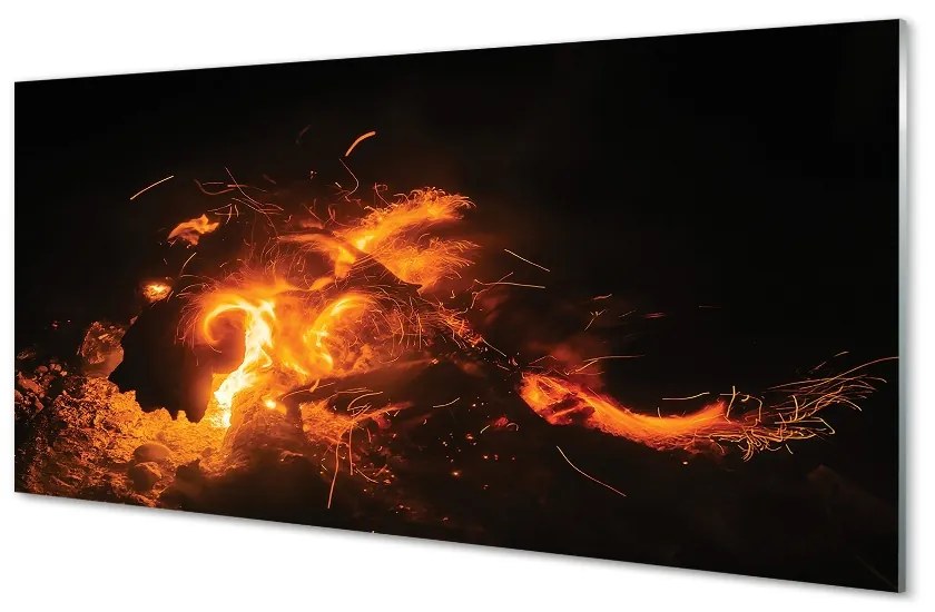 Obraz na skle ohnivý drak 100x50 cm