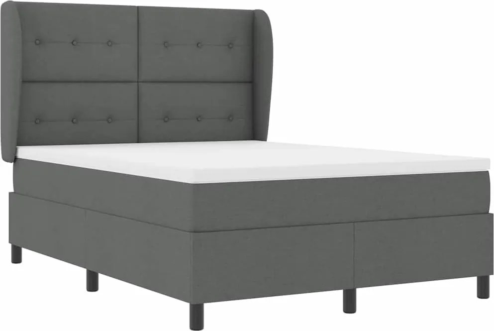 Postel s boxspringem s čelo Tmavě šedá 140 x 190 cm textil 3340558