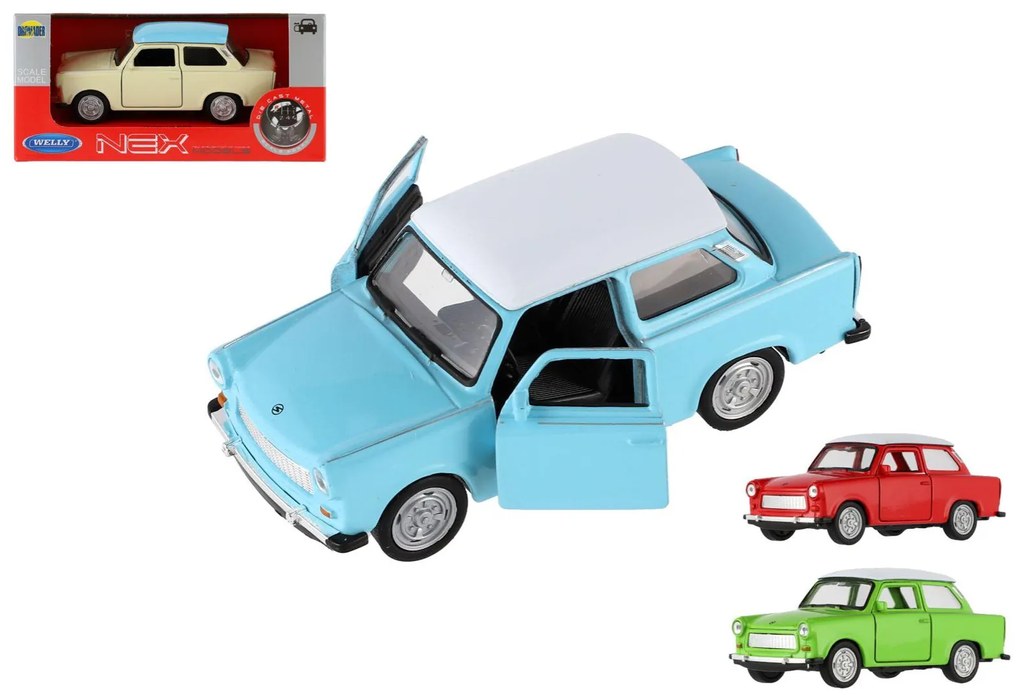 Auto Welly Trabant 601 Klasic kov/plast 11cm 1:34-39 na volný chod 4 barvy (1 ks)