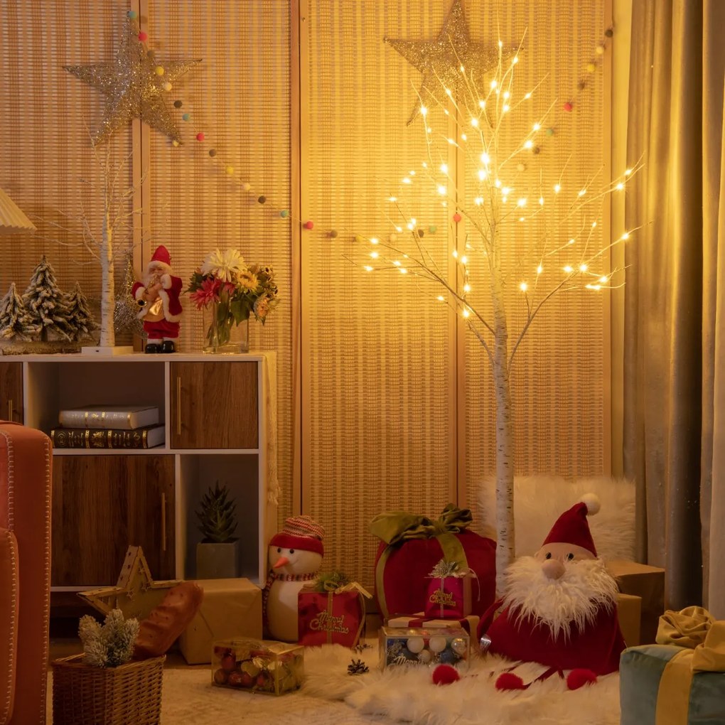 Costway 150 cm LED světelný strom bříza s teplými bílými LED světly