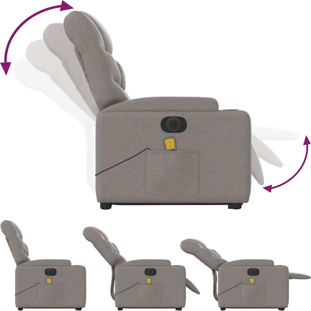 Elektrické zvedací masážní polohovací křeslo taupe textil 3204640