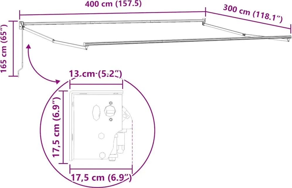 vidaXL Zatahovací markýza antracitová a bílá 4 x 3 m textil a hliník [3215295] Barva: Oranžová/černá/žlutá (bílý rám)