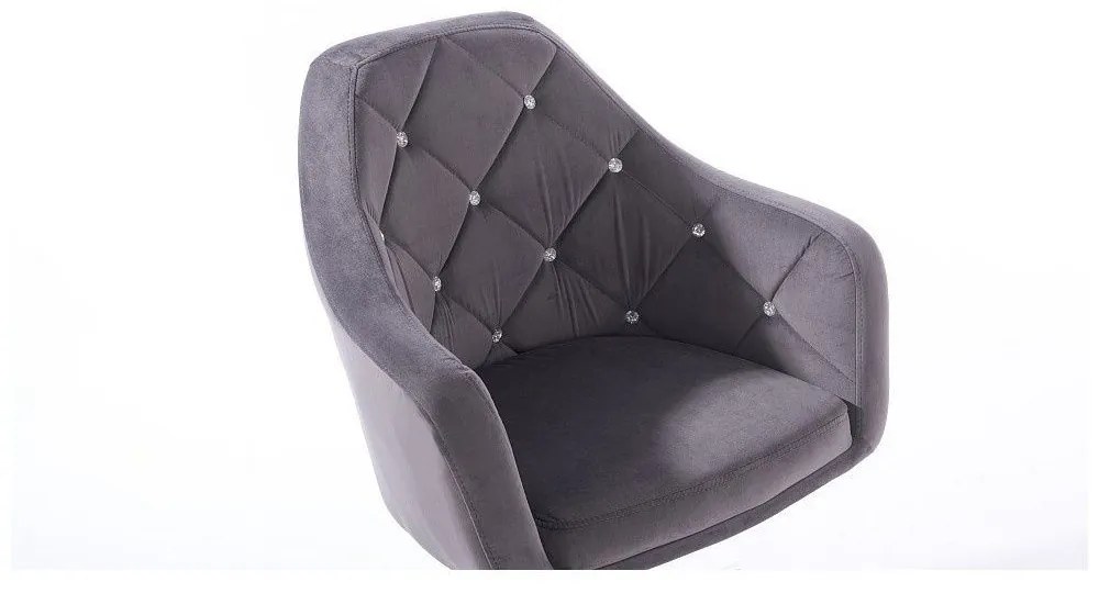 LuxuryForm DESIGN Barová židle ROMA VELUR na zlaté kulaté podstavě - tmavě šedá