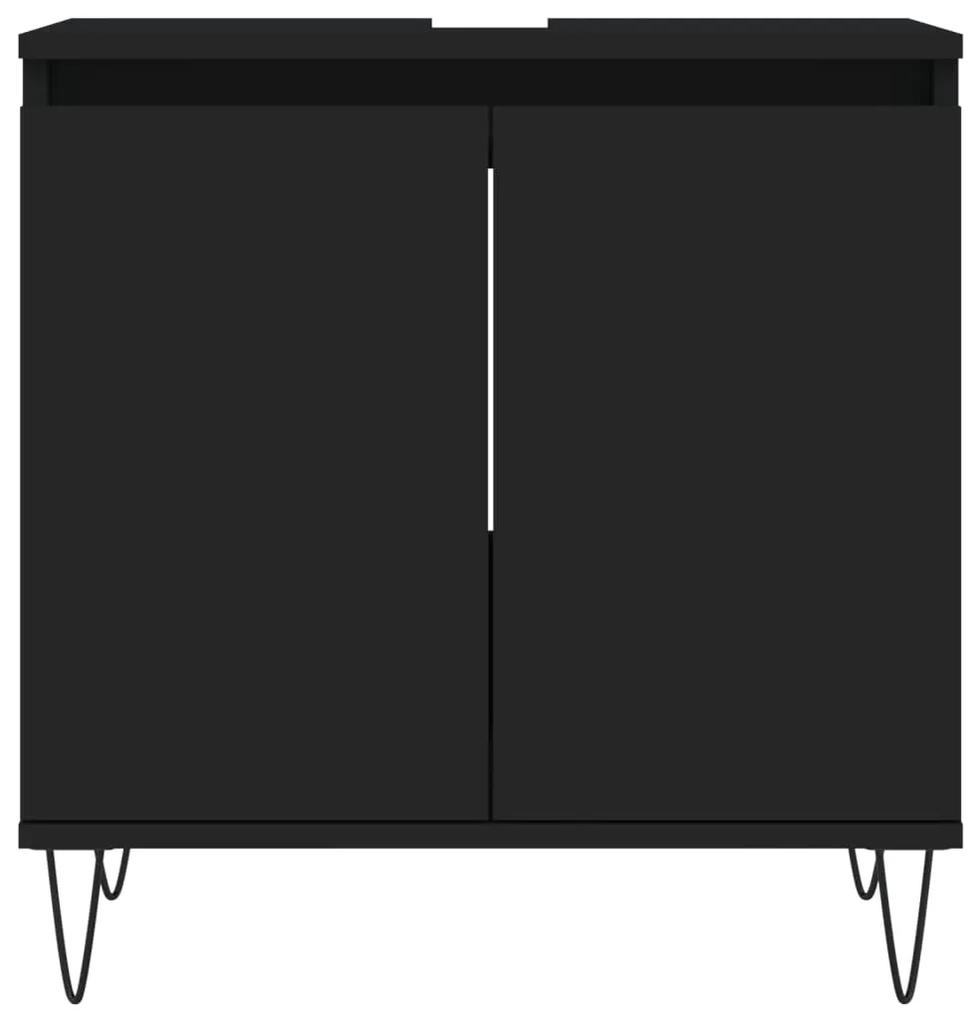 3dílný set koupelnového nábytku černý kompozitní dřevo,  3190276