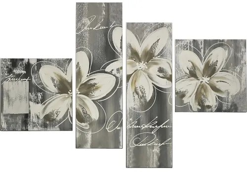 Obraz na plátně, ručně malovaný Stříbrné květy II 70x100cm