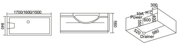 BPS-koupelny Hydromasážní vana HYD-IR933A-BL 150x84 ČERNÝ MRAMOR s ohřevem vody
