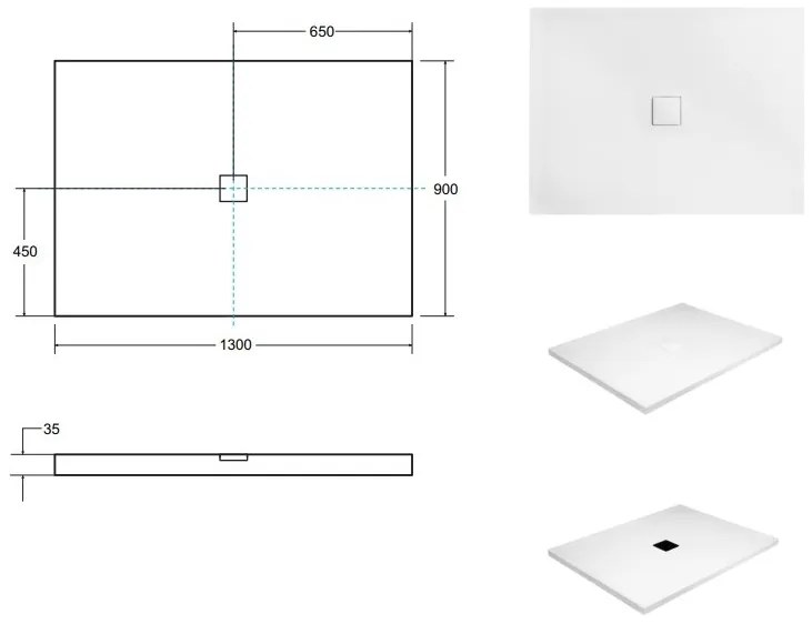 Besco Nox Black obdélníková sprchová vanička, litý mramor Rozměr vaničky: 110x90cm