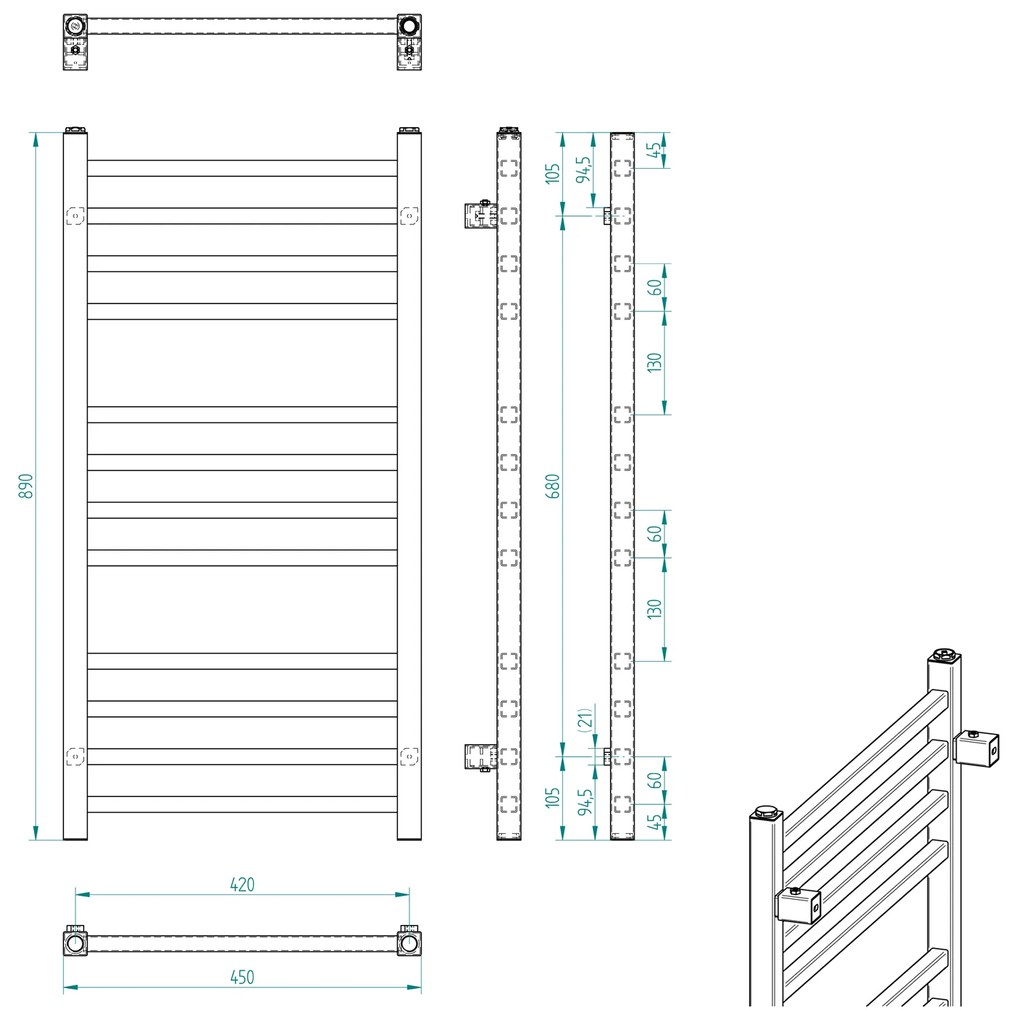 Sapho METRO otopné těleso 450x890 mm, černá mat - IR400TB