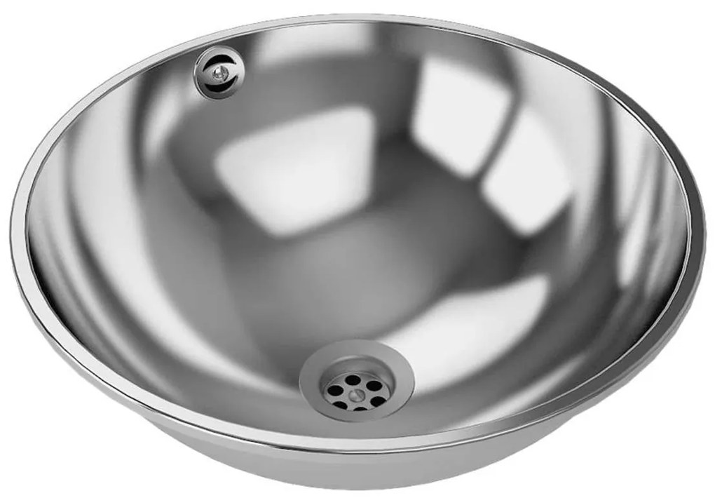 Sanela - Umyvadlo zápustné, průměr 38 cm, bez otvoru pro baterii, nerez SLUN 45