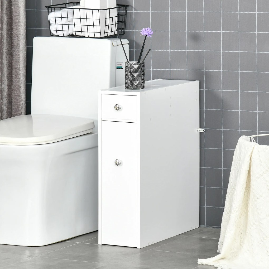 HOMCOM Koupelnová skříňka se 2 šuplíky a horním prostorem s víkem pro umyvadlo a sprchu 17x48x58 cm Bílá