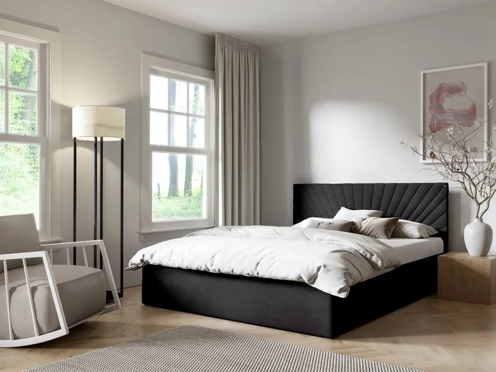 Eka Čalouněná postel AFRODITE 180x200 cm Barva látky Trinity: Krémová (Trinity 2302), Úložný prostor: Bez úložného prostoru