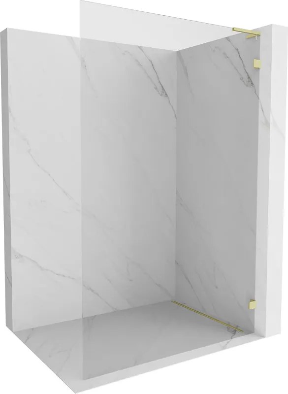 Mexen, Mexen Lunar L sprchová stěna pravá 80 x 200 cm, průhledná 8 mm, zlatý kartáč - 830L-080-000-55-00-P