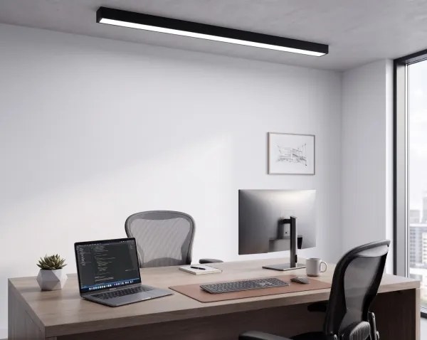 LED Přisazený/lustr na lanku LED/44W/230V 6000K 120 cm černá