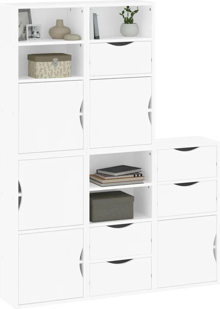 Boční skříňky 5 ks "ODDA" Bílá 40x24x79 cm Borovicový masiv 3365357