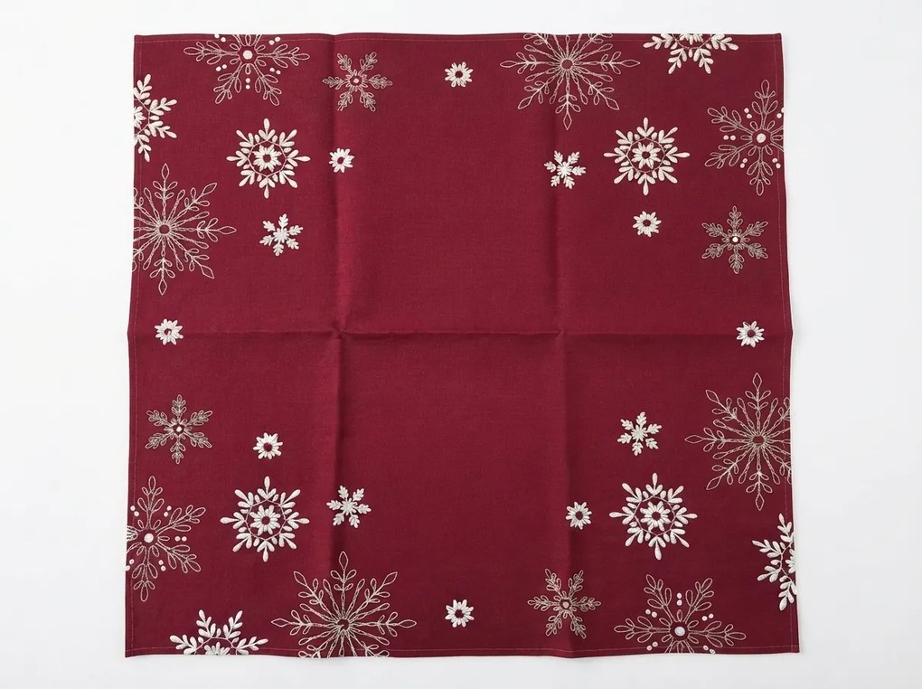 Vánoční ubrus SNOWFALL 85x85 cm, vínový
