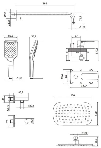 Cersanit S952-029 - Sprchová sada s podomítkovou baterií LARGA lesklý chrom