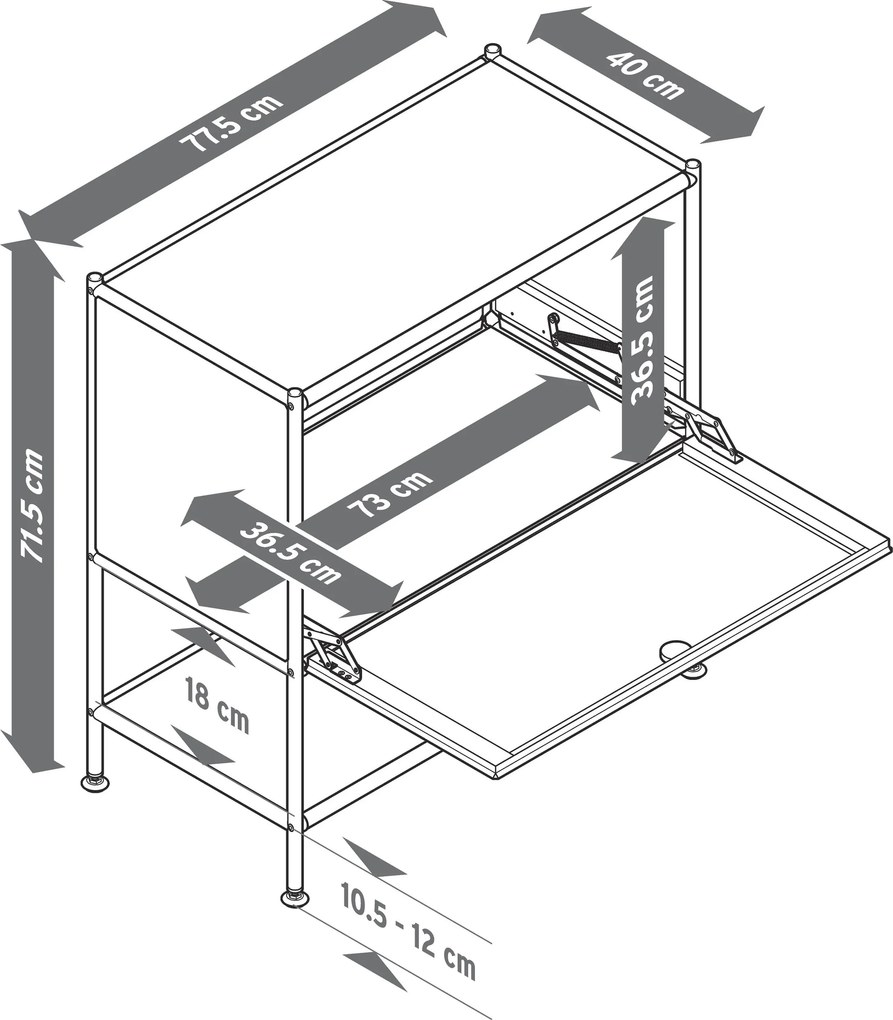 Tchibo - Kovová odkládací skříňka »Cn3« s 1 výklopnými dvířky - barva: zelená