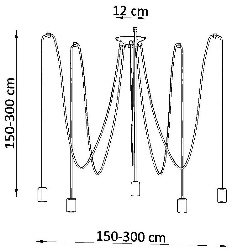 Černé závěsné svítidlo 300x300 cm Spider - Sollux