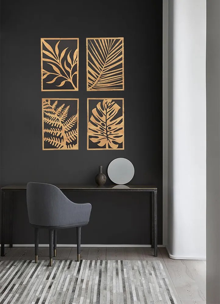 AMADEA Dřevěný obraz list palmy, rozměr 30 x 21 cm, český výrobek