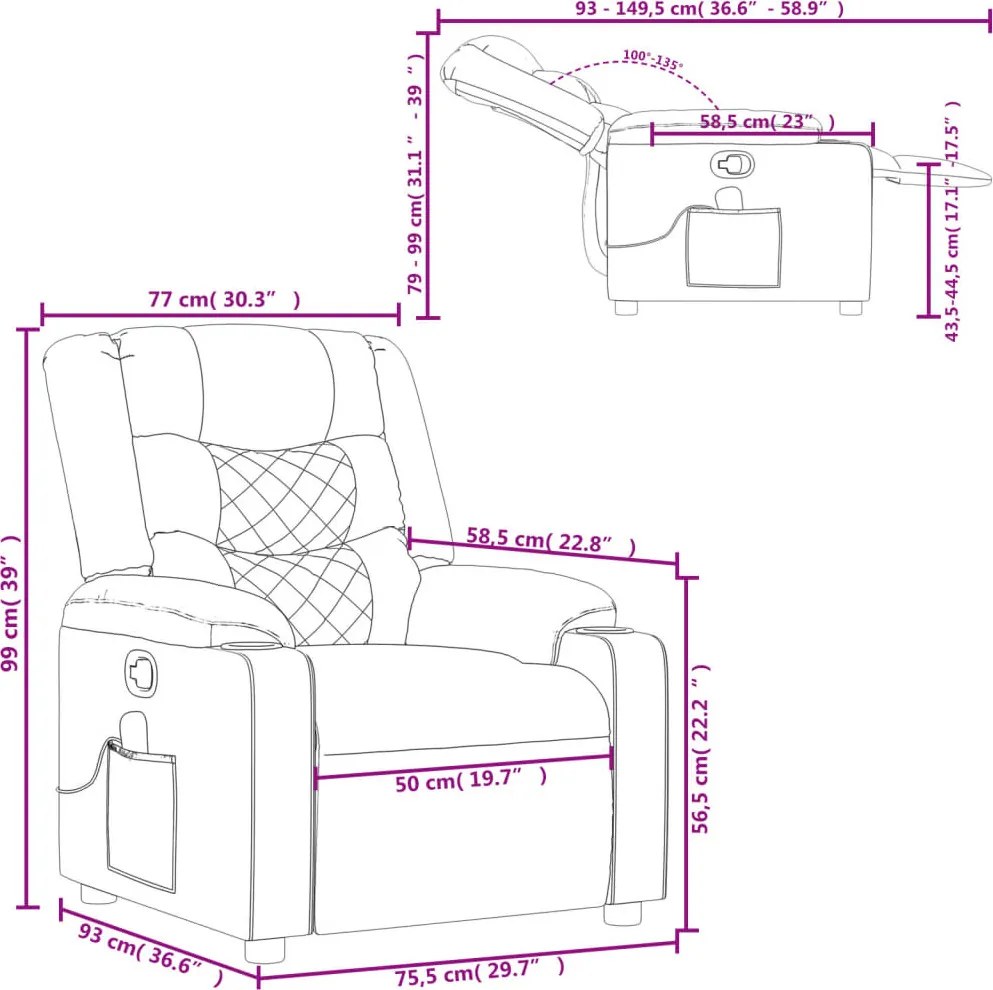vidaXL Masážní polohovací křeslo textil [374131] Barva: Hnědá