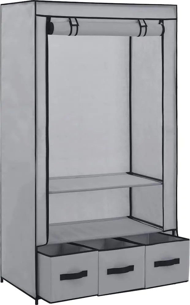 Šatní skříň šedá 87 x 49 x 159 cm textil 282460