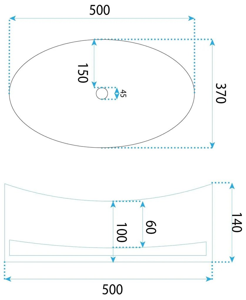 Skleněné umyvadlo na desku REA Harper 50x37 cm transparent