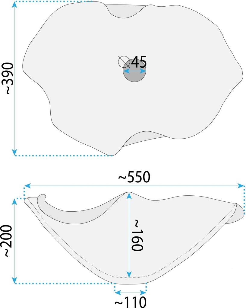Rea Handmade Art, keramické umyvadlo na desku 540x400x180 mm, ecru-béžová, REA-U6329
