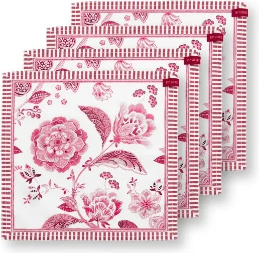 Pip Studio Royal set 4ks látkových ubrousků 40x40cm, červený (Látkové ubrousky)
