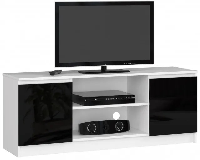 Stolek pod TV RTV 140 2D 1P bílý / černý, lesk